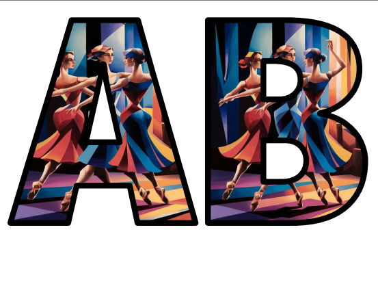 Beautiful Art Dancers Lettering Set Display Title Letters Numbers Sign ...