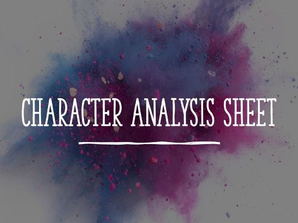 Character Acting Analysis Sheet Teaching Resources