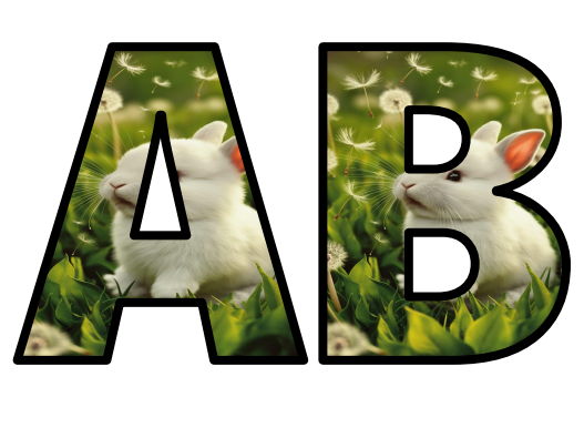 Cute Rabbit Flowers Spring has Sprung Lettering Set Display Title ...