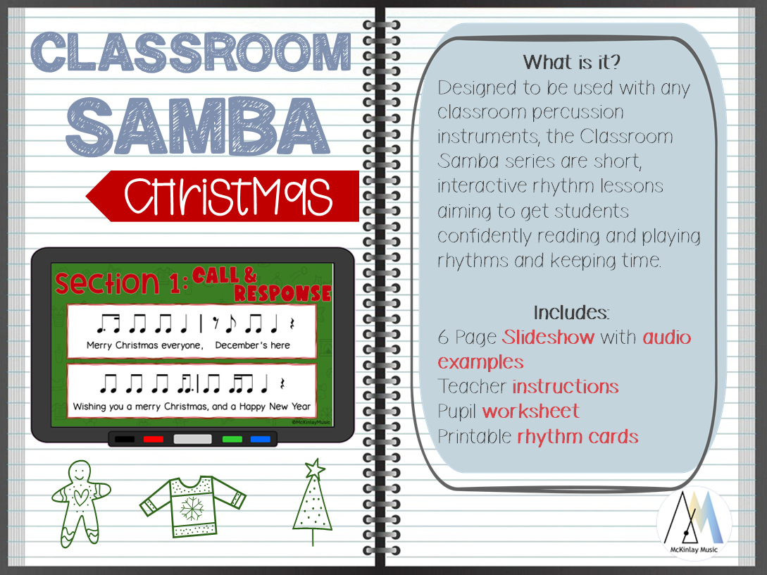Christmas Rhythm Lesson - winter classroom samba/percussion | Teaching ...