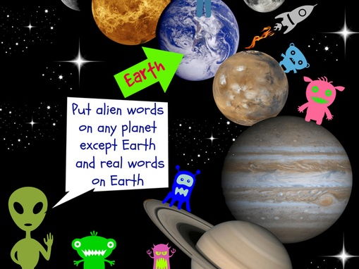 Solar System alien / real words game - Year 1 Phonics screening words ...