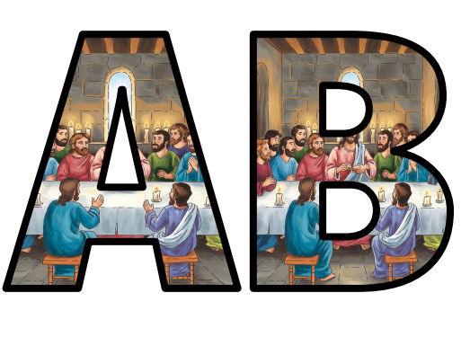 Bible Story RE Jesus Bread Dsiciples Lettering Set Display Title ...