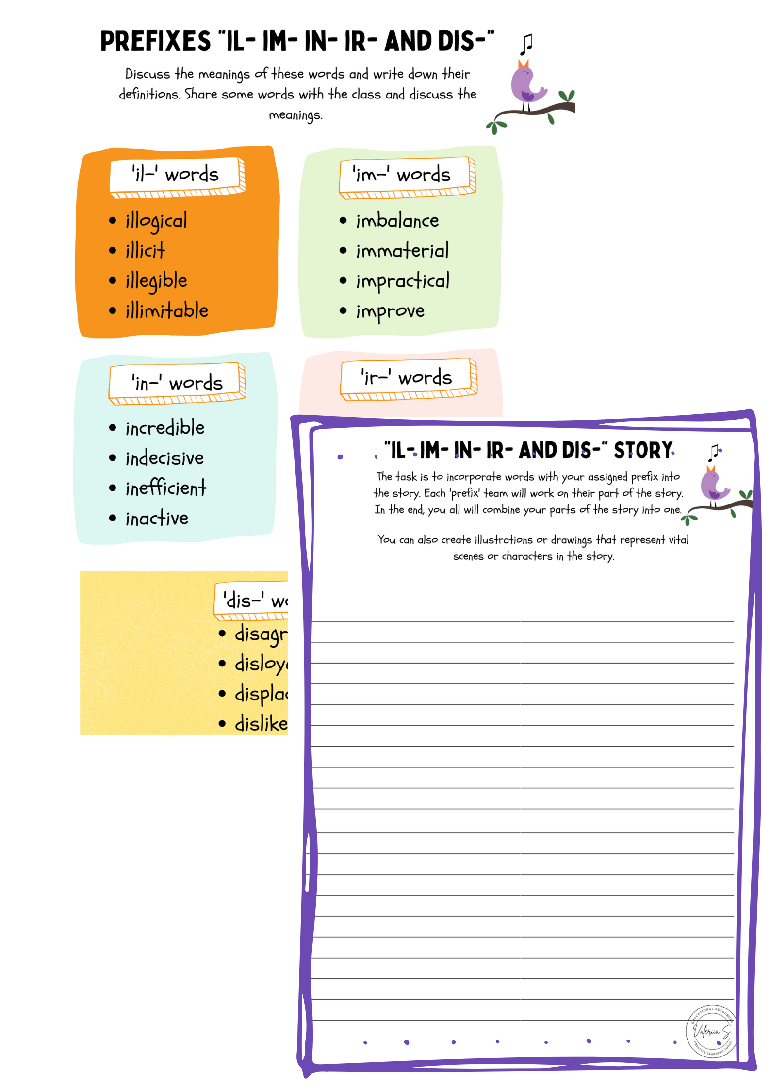 Prefixes il-, im-, in-, ir-, dis- | Word Work | Teaching Resources