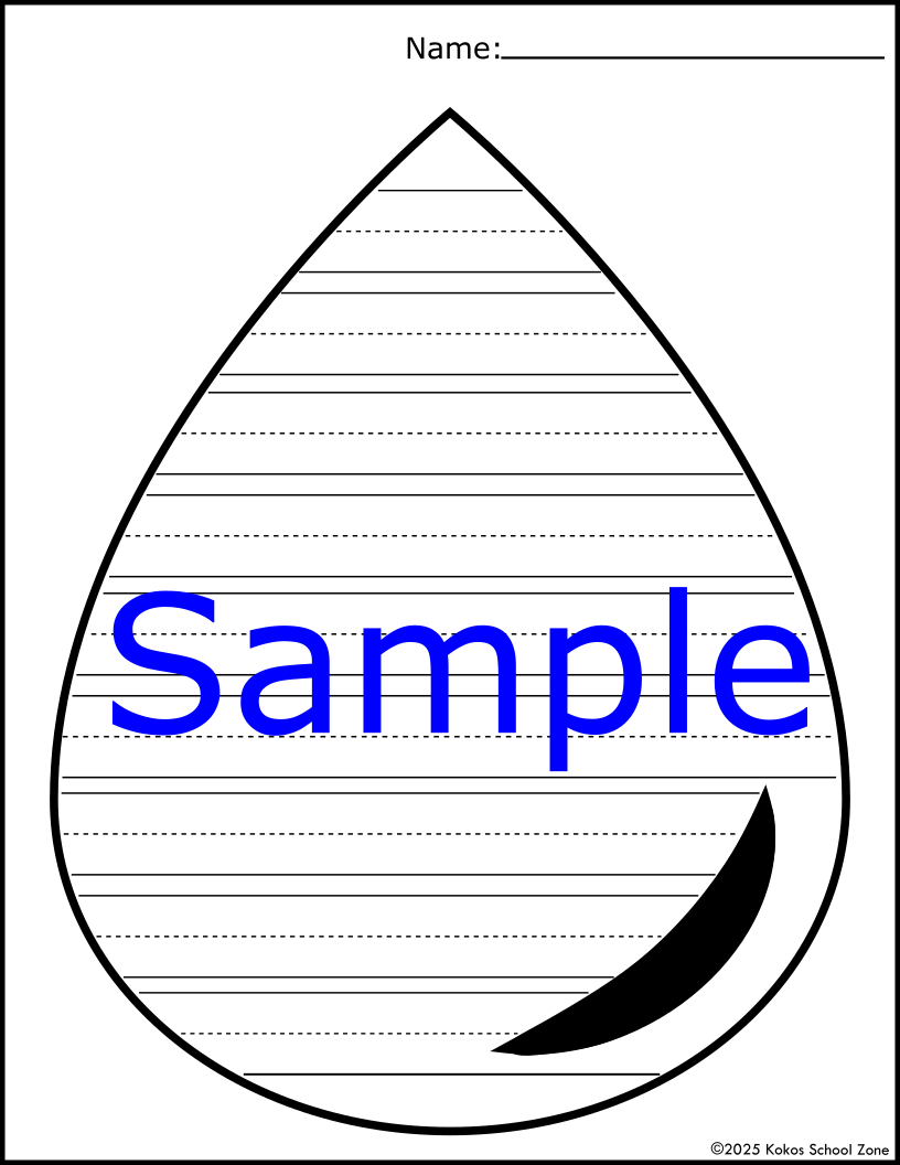 Raindrop Writing Paper Template - Printable - Unlined, with Lines ...