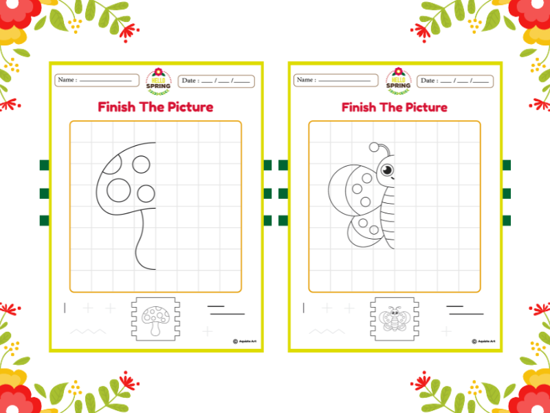 Spring Finish The Picture Worksheets : Symmetry Drawing Activity for K ...