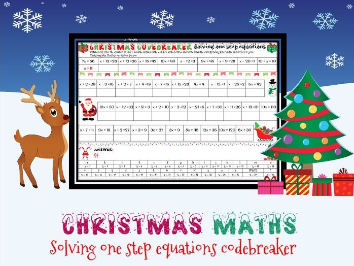 Christmas Maths Solving One Step Equations Codebreaker By MissEHoney christmas-maths-solving-one-step-equations-codebreaker-by-missehoney