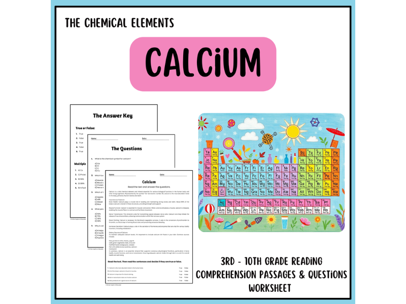 Calcium - Reading Comprehension Passages & Questions Worksheets ...