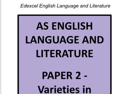 AS English Lang/Lit Paper 2 Revision | Teaching Resources