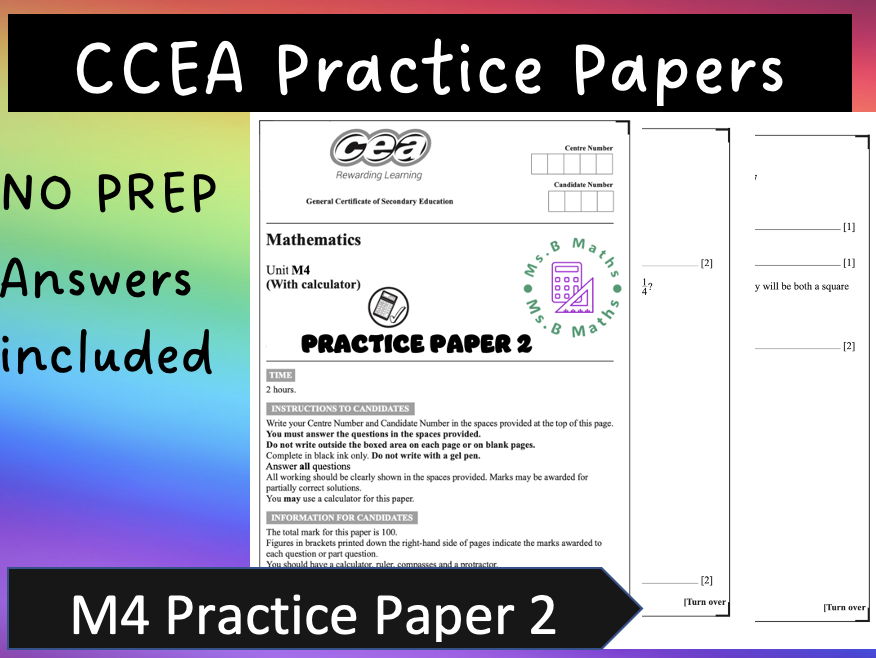 CCEA M4 Practice Paper 2 - Maths | Teaching Resources