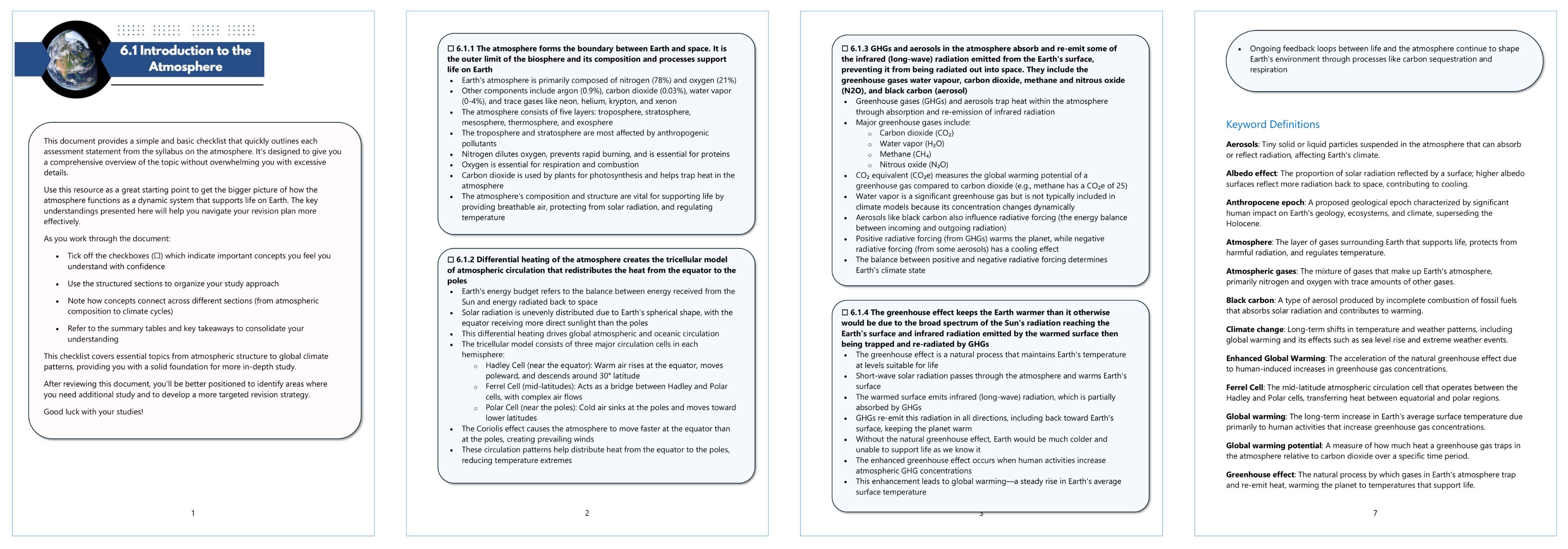 IB DP ESS 6.1: The Atmosphere Condensed Revision Outline 2026 ...