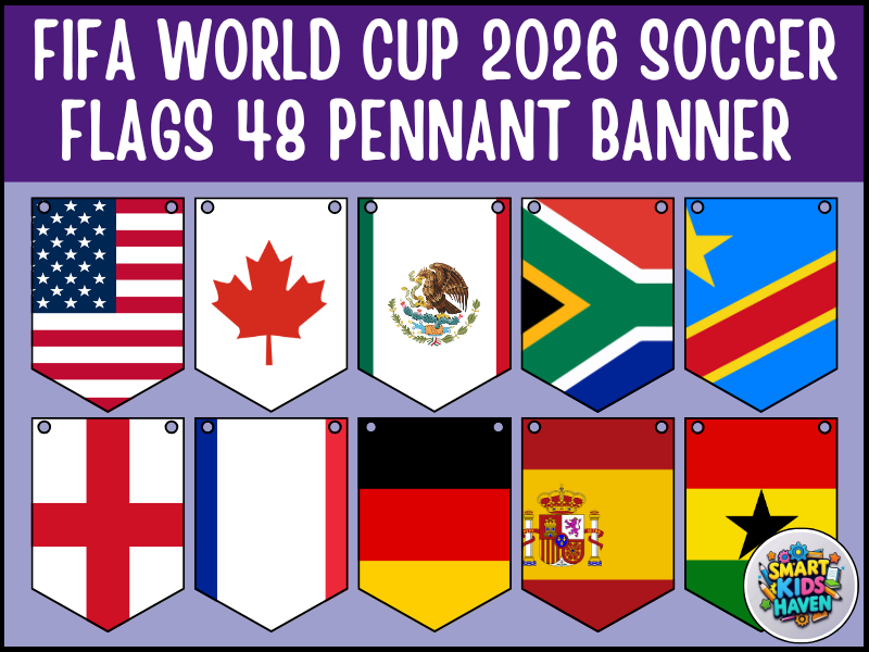 FIFA World Cup 2026 Soccer 48 Flags Pennant Banner Posters Classroom ...