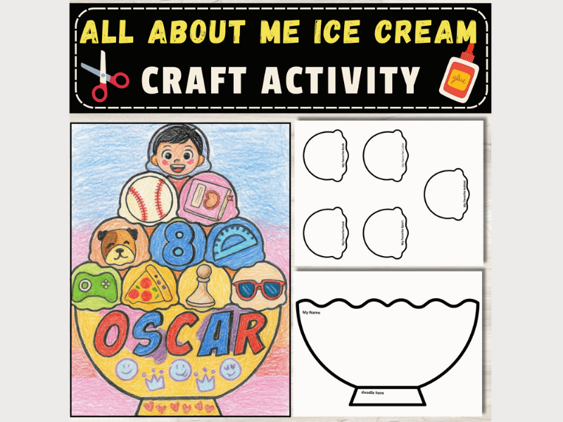 All About Me Ice Cream Craft Activity | Back to School Writing & Art ...