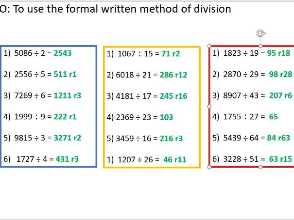 Long Division Year 6 4 Lessons Teaching Resources