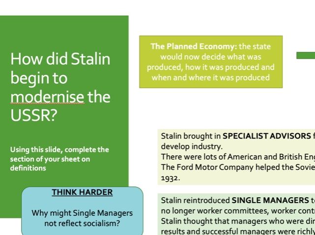 Stalin modernisation of Industry (AQA GCSE History Tsardom to Communism ...