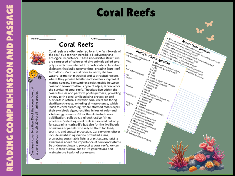 Discovering Coral Reefs: Engaging Passage and Insightful Questions ...