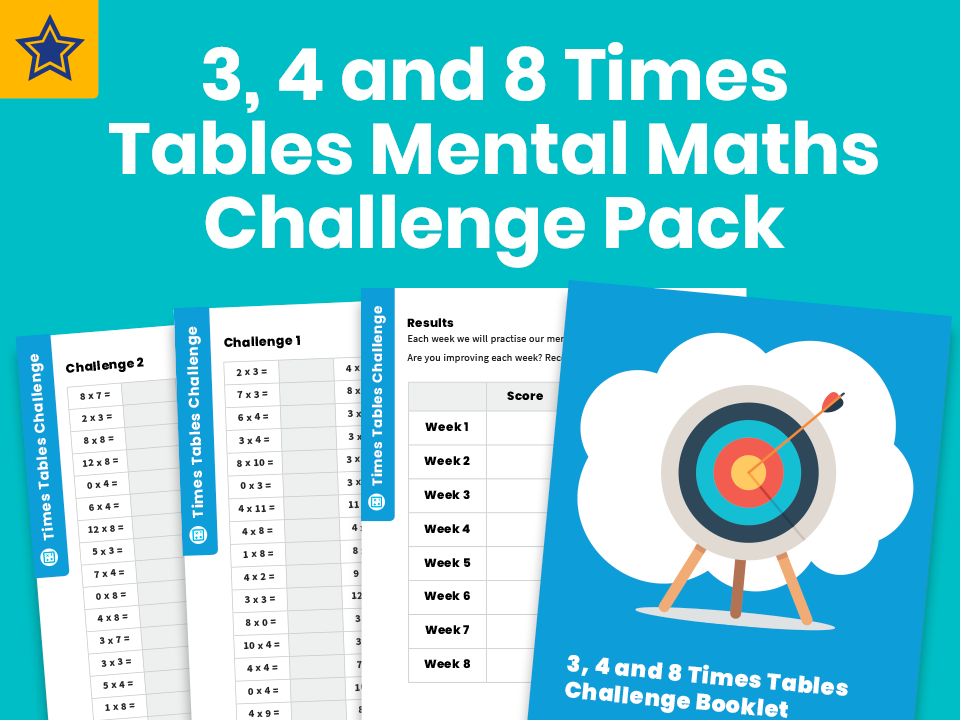 3 4 And 8 Times Tables Mental Maths Challenge Pack Teaching Resources