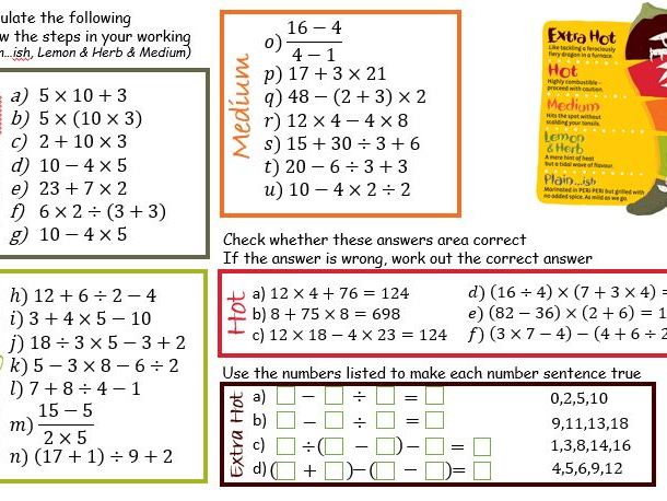 Order of Operatons (BIDMAS) | Teaching Resources