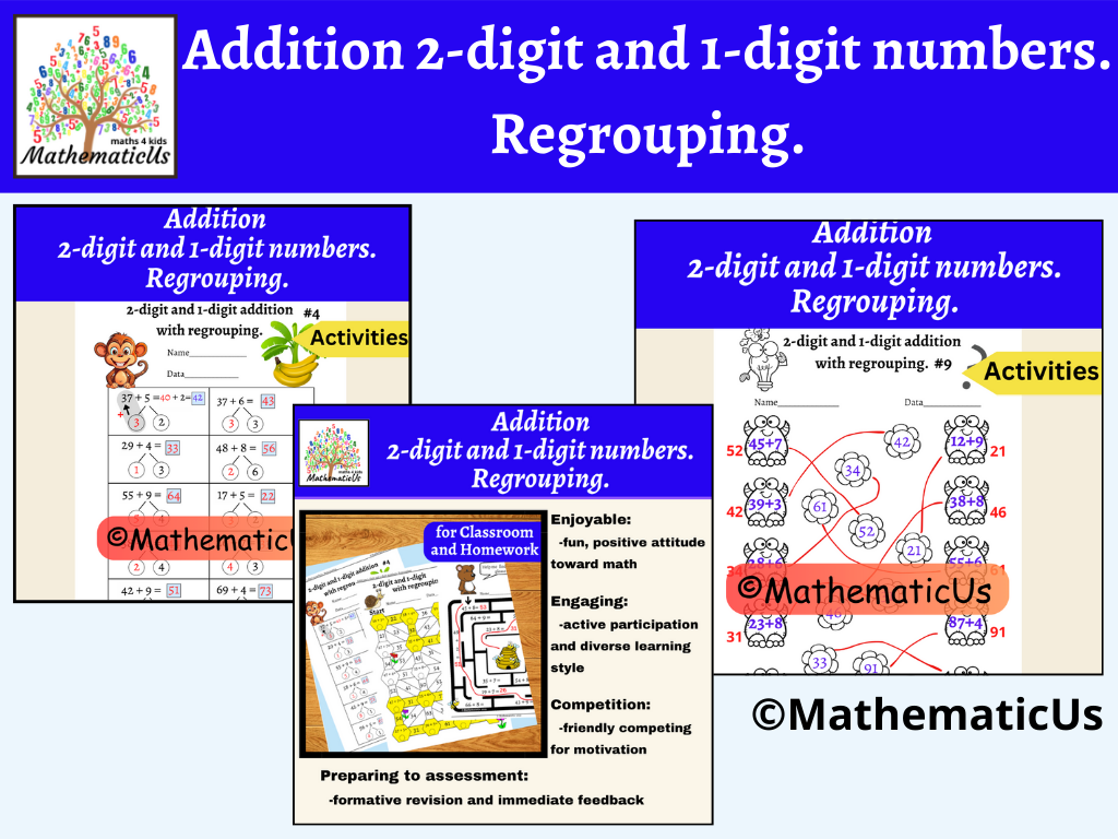 Addition 2-digit and 1-digit numbers Activities. Regrouping.- Making 10 ...