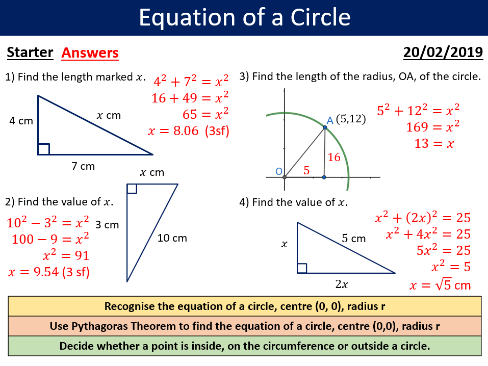 Equation Of A Circle Teaching Resources