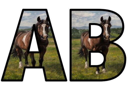 Horse Field Nature Animals Pets Lettering Set Display Title Letters ...
