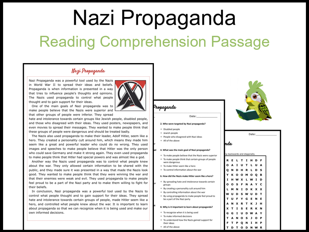 Nazi Propaganda Reading Comprehension and Word Search | Teaching Resources
