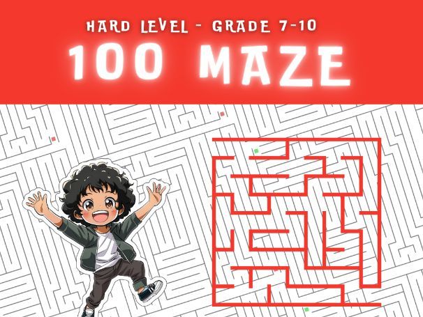 100 Maze Activity Worksheet (Hard-Level) | Teaching Resources