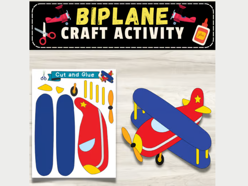 Build A Biplane Craft Cut & Paste Activity: Transportation September ...