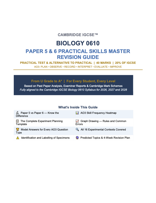 CIE IGCSE Biology 0610 Paper 5 & 6 Master Revision Guide I Full ...