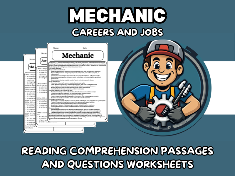 Mechanic - Careers and Jobs Reading Comprehension Passages & Questions ...