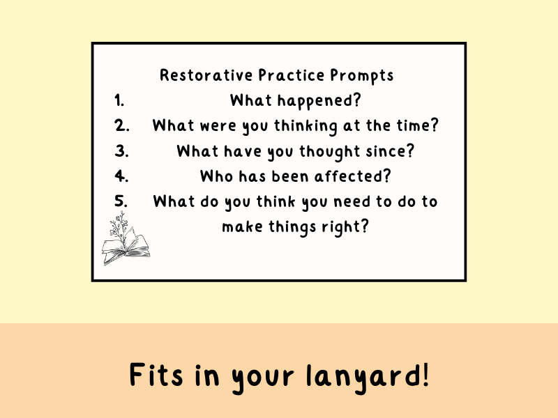Restorative Practice Prompts Lanyard Size | Teaching Resources