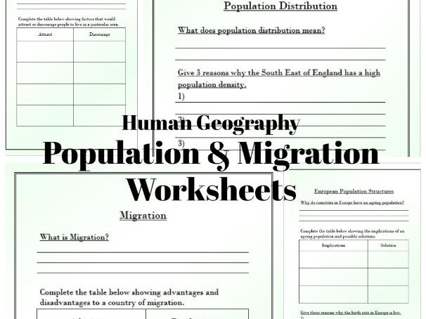 Geography Population and Migration Worksheets | Teaching Resources