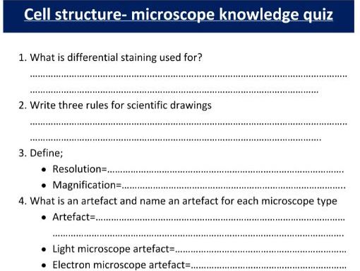 Microscopes quiz (A level biology) | Teaching Resources