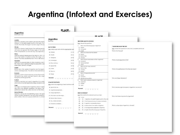 Argentina (Infotext and Exercises) | Teaching Resources