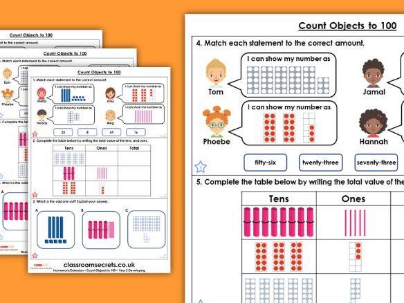 Free Year 2 Count Objects To 100 Autumn Block 1 Maths Homework