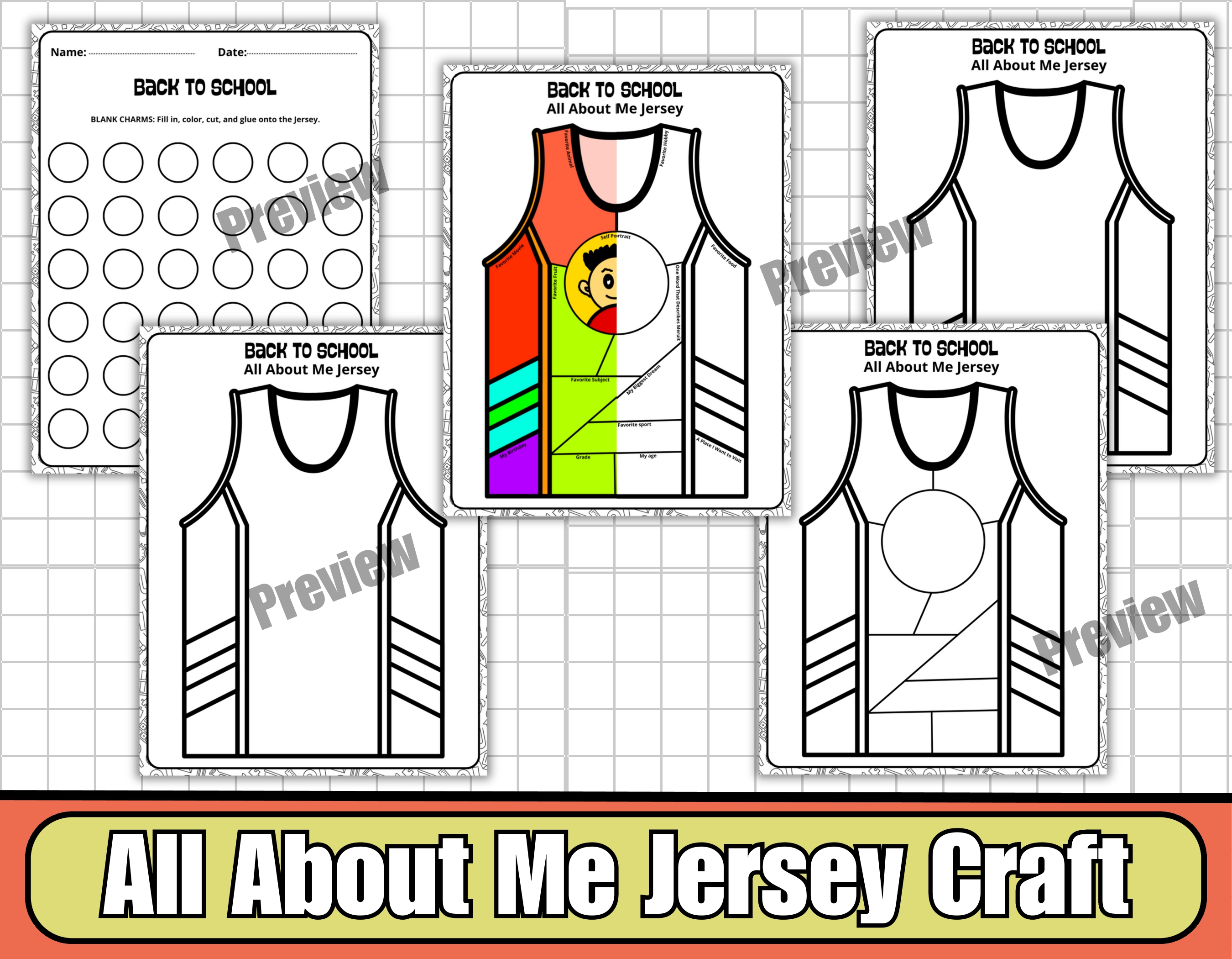 All About Me Jersey Craft | Get to Know Me Activity-Back to School ...
