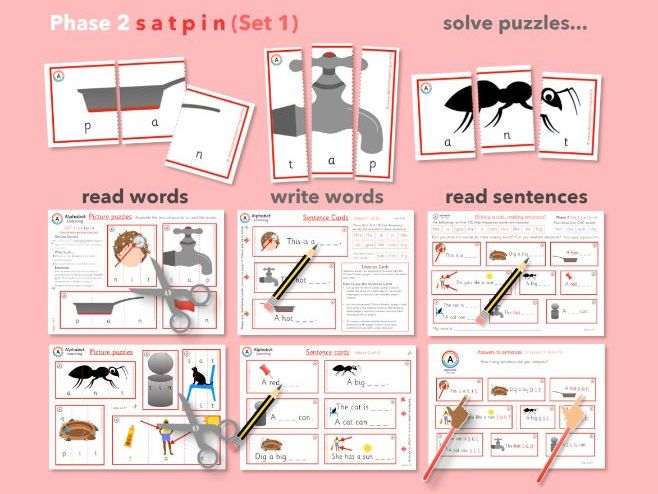 Phase 2 Phonics Puzzles: s a t p i n Read, Write CVC Words and Read ...