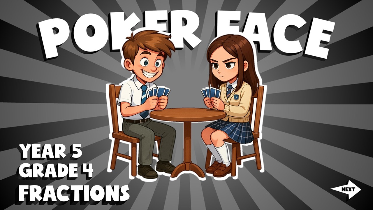Fractions POKER FACE Maths Game | No-Prep Year 5 Review Activity ...