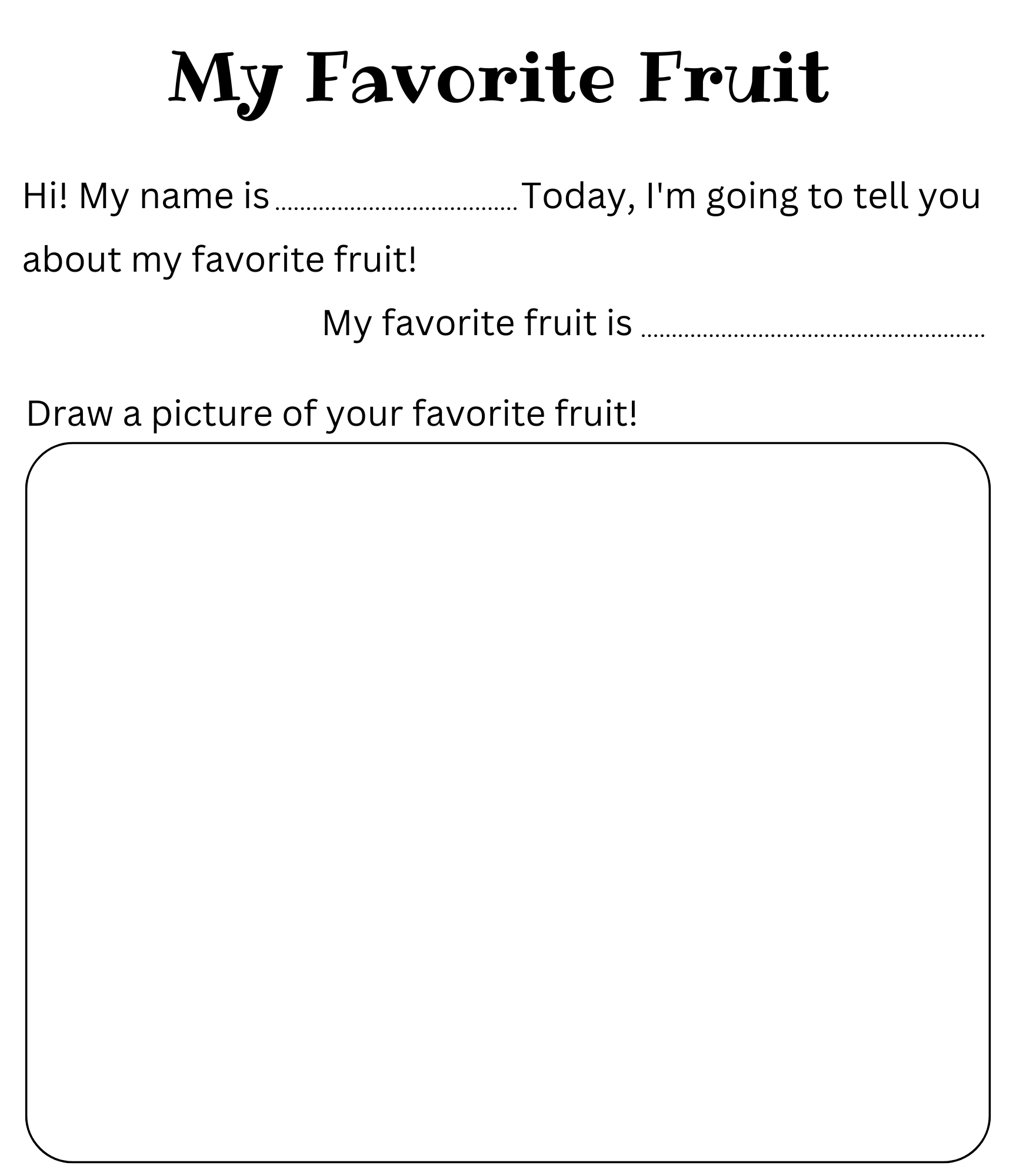 printable my favorite fruit worksheet for kindergarten | Teaching Resources