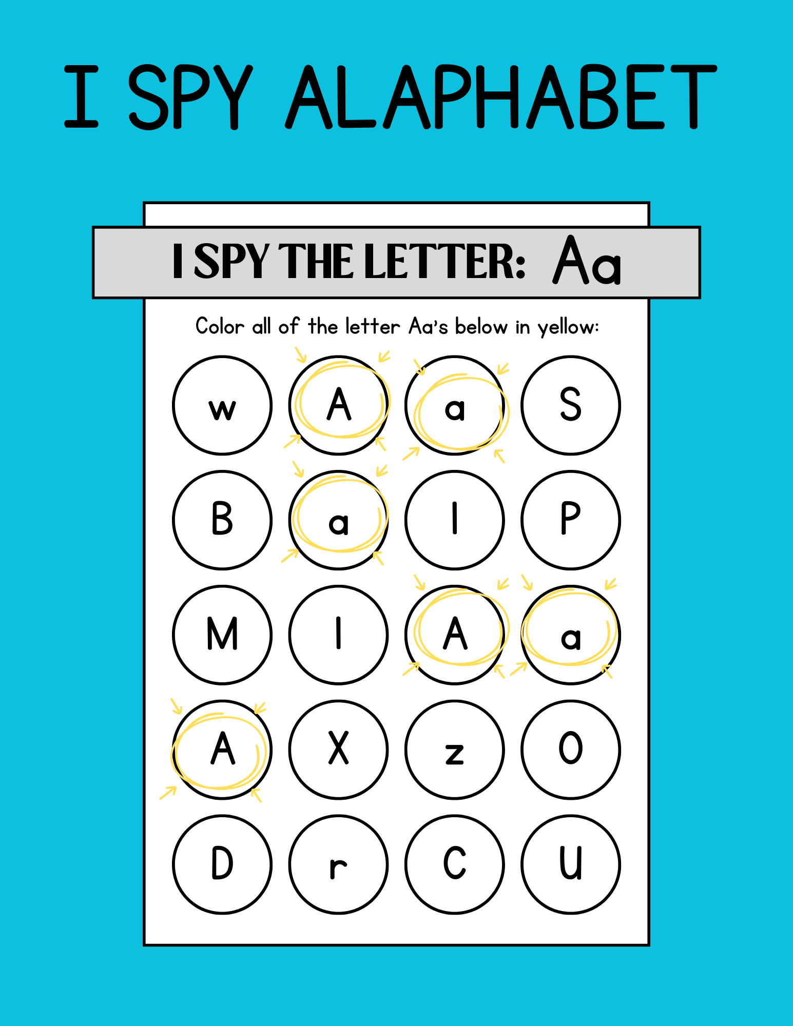 I Spy Alphabet Letters Worksheets – Fun Letter Recognition Freebie for ...