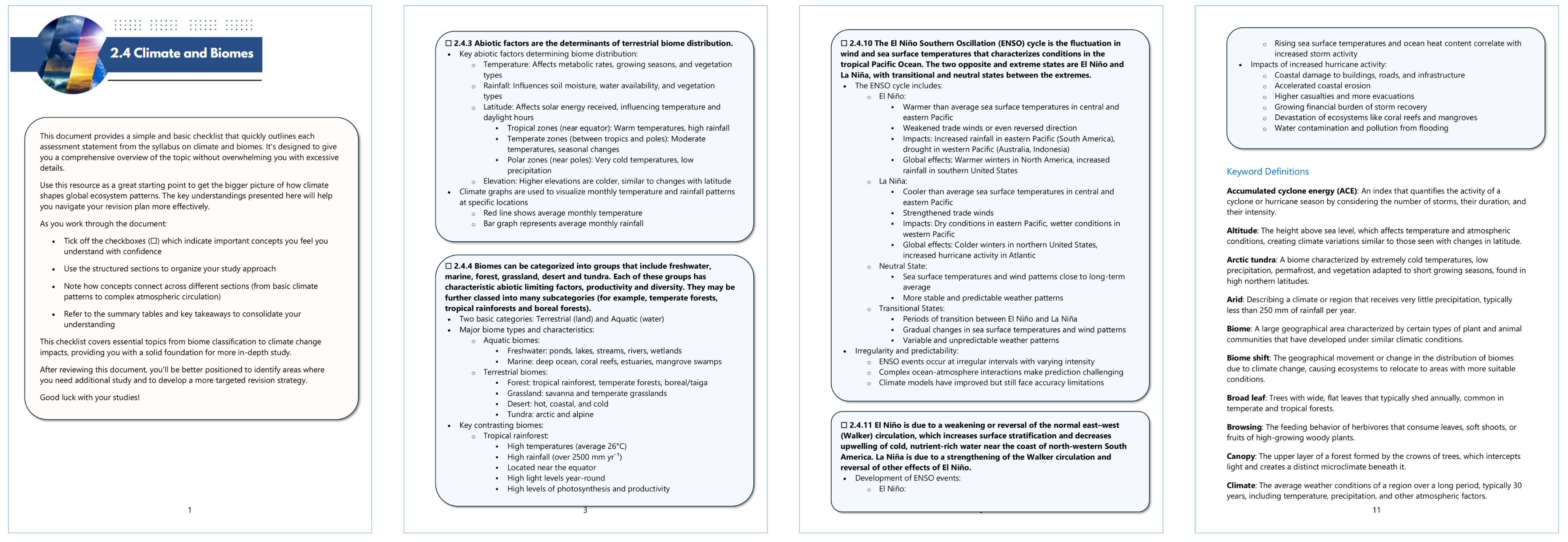 IB DP ESS 2.4: Climate & Biomes Condensed Revision Outline 2026 ...