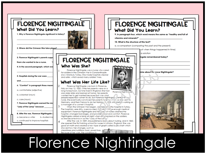Florence Nightingale Reading Comprehension Informational Text KS1 KS2 ...