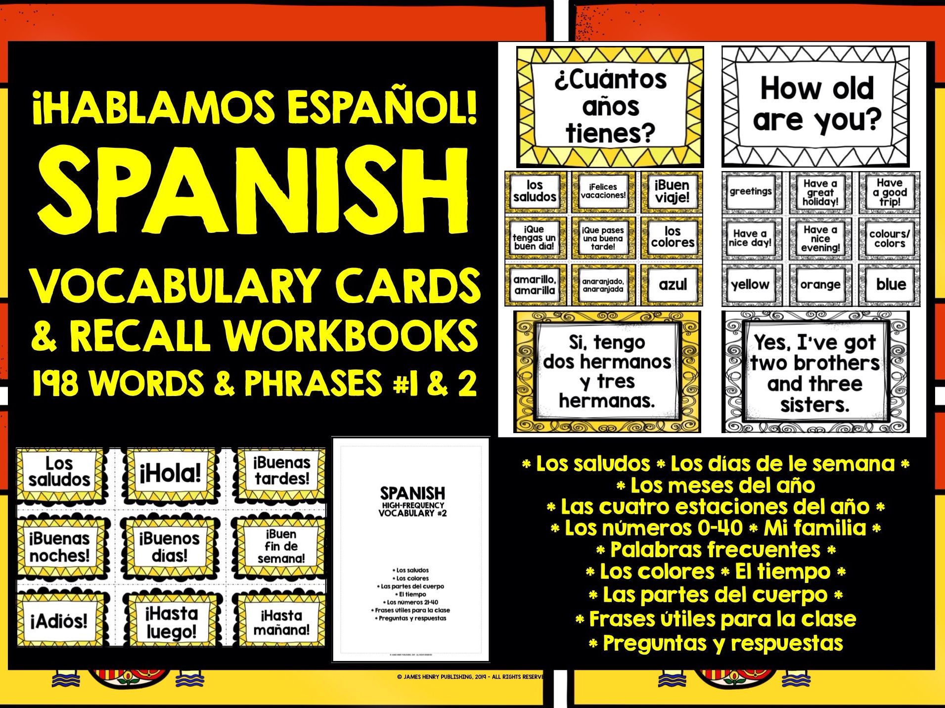 SPANISH VOCABULARY CARDS BUNDLE #1 | Teaching Resources SPANISH VOCABULARY CARDS BUNDLE #1 | Teaching Resources