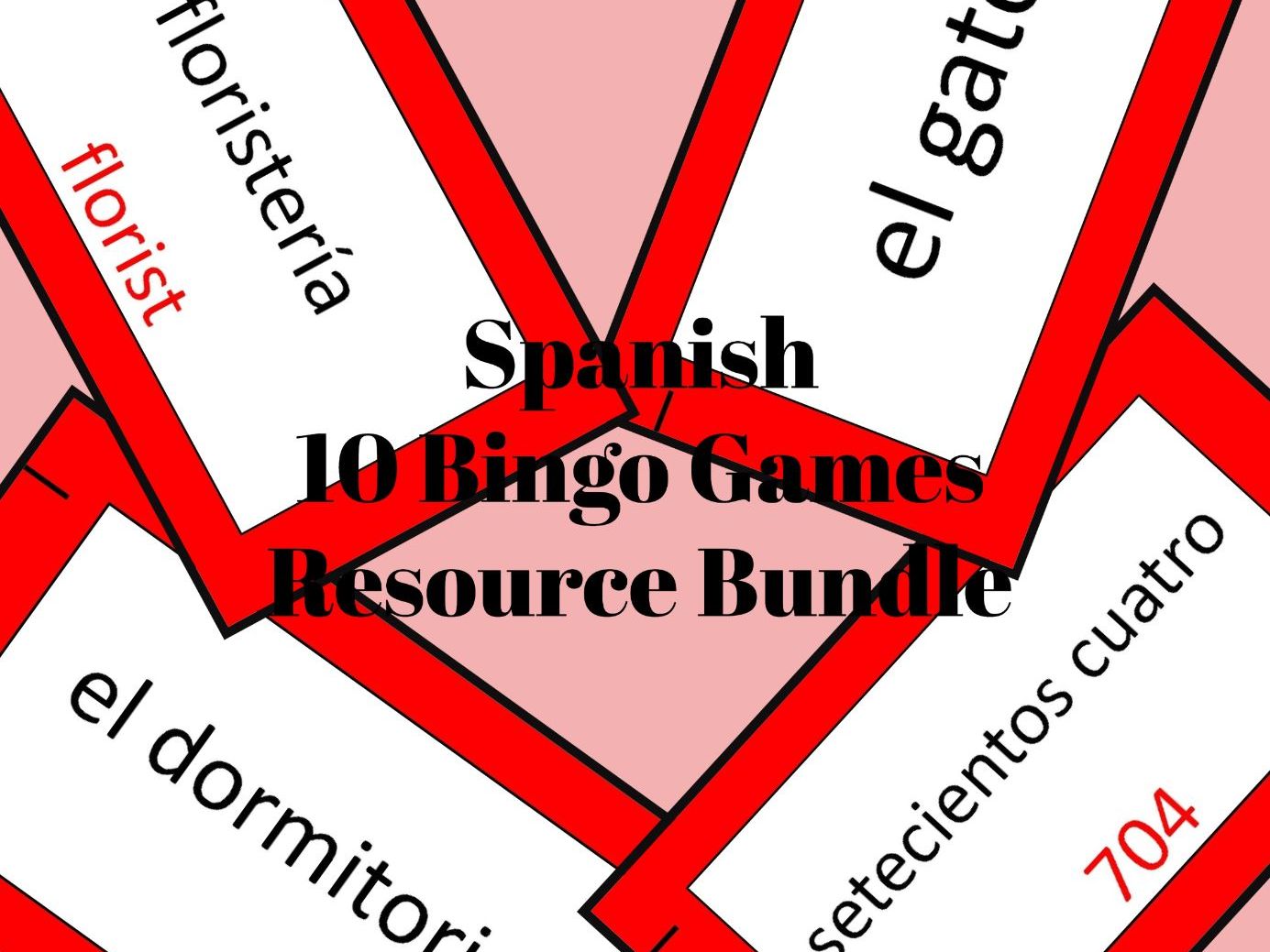 10 Spanish Topics Bingo Games Activity | Teaching Resources