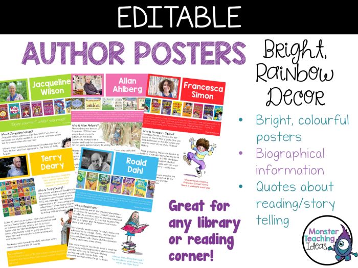 Famous Author Posters | Rainbow Pop Decor | Teaching Resources