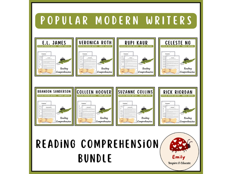 Popular Modern Writers Reading Comprehension Passages & Questions ...