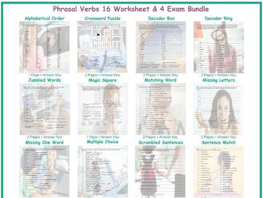 Phrasal Verbs 16 Worksheet- 4 Exam Bundle | Teaching Resources