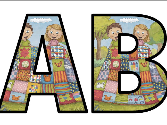 A Patchwork of Learning Kindy Lettering Set Display Title Letters ...