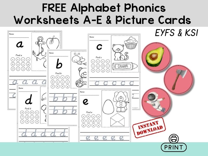 FREE Phonics Worksheets A–E | Initial Sounds | Picture Cards | EYFS ...