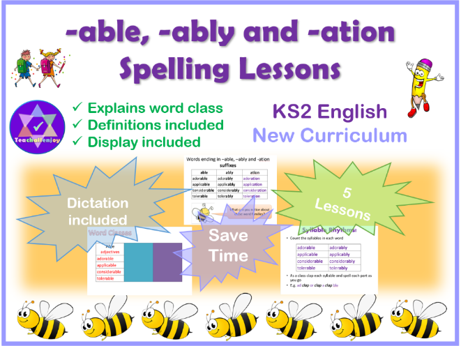 -able -ably -ation Spelling Lessons | Teaching Resources