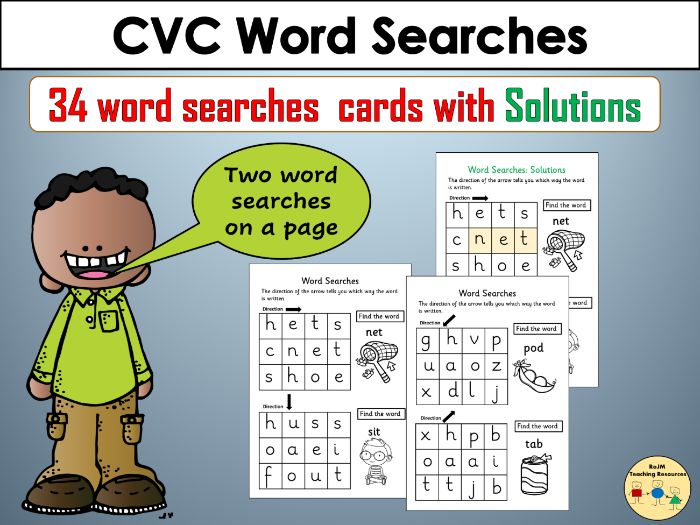 CVC Word Work Phonics Word Searches Worksheets | Teaching Resources